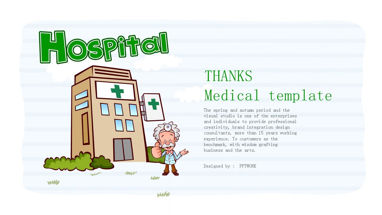 Cartoon style hospital report PowerPoint template