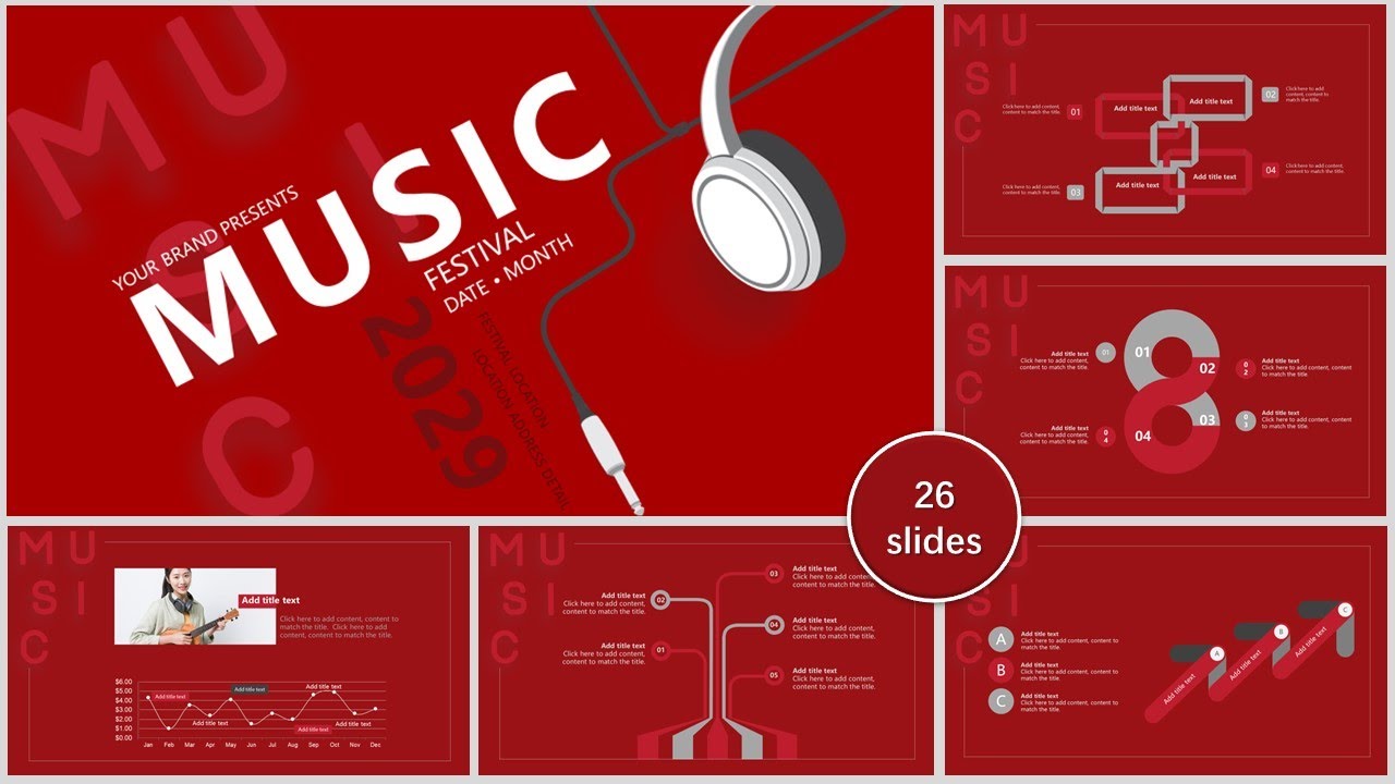 Red Music Theme PowerPoint Templates | Free download