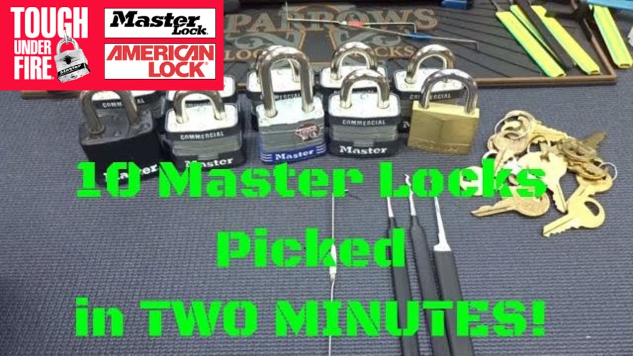(1274) 10 Master Locks Picked Open in Under 2 minutes