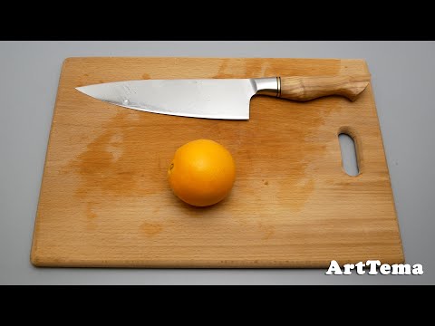 Kitchen Knife AliExpress Review | HEZHEN Chef Knife Sandvik 14C28N Steel - Chopping orange 4K.