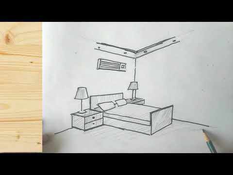 How to draw a bed room in 3d in two point perspective step by step ...