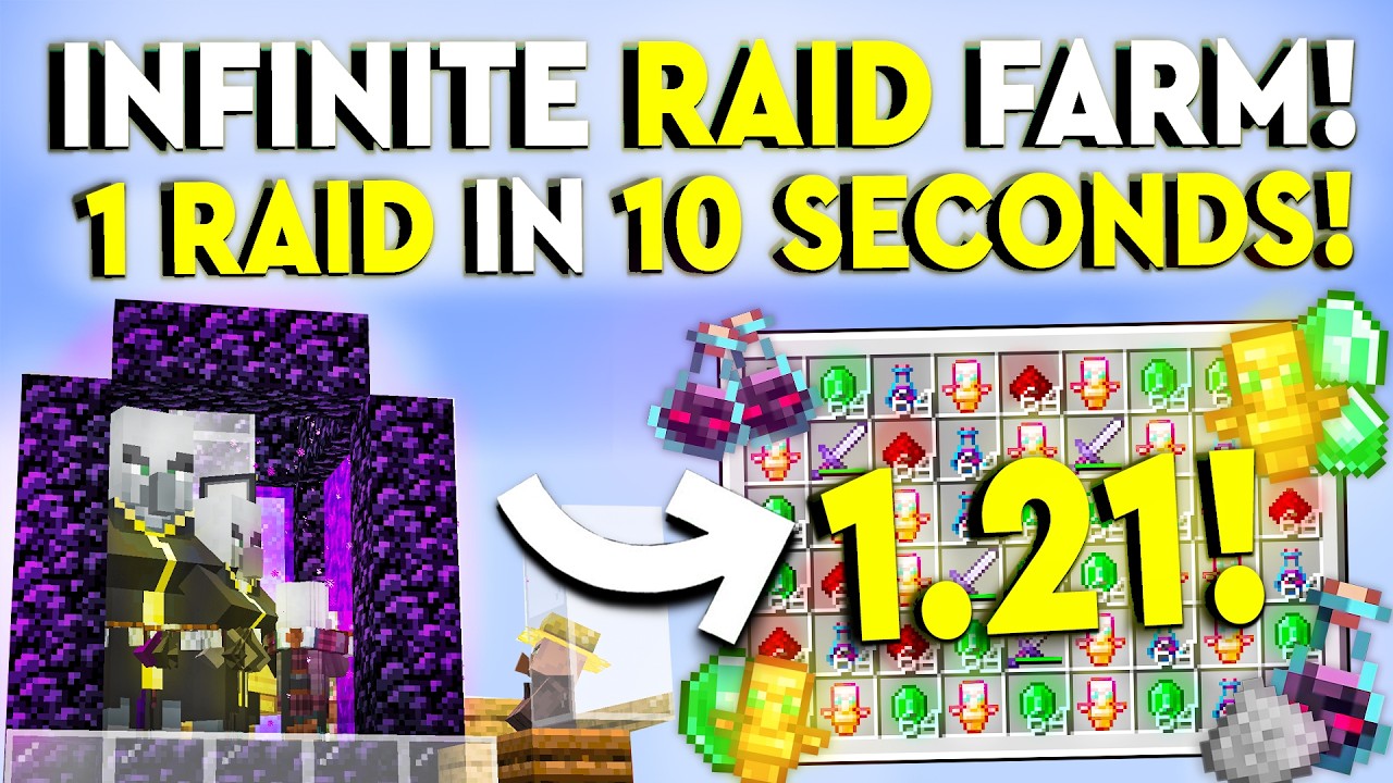 BEST INFINITE 1.21 RAID FARM Minecraft Tutorial - 1 RAID IN 10S ...