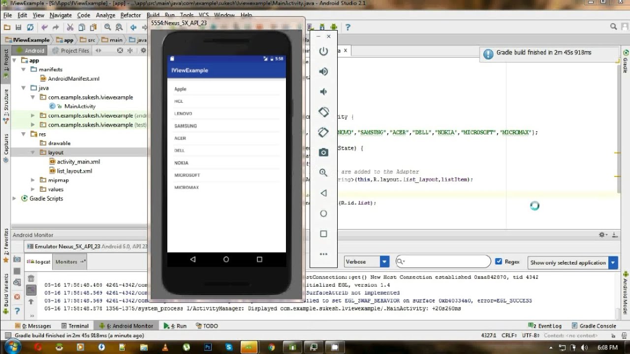 Android Development Tutorial part 3 ( Basic ListView)