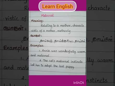 Learn English #shorts #english #maternal #meaning #motherhood