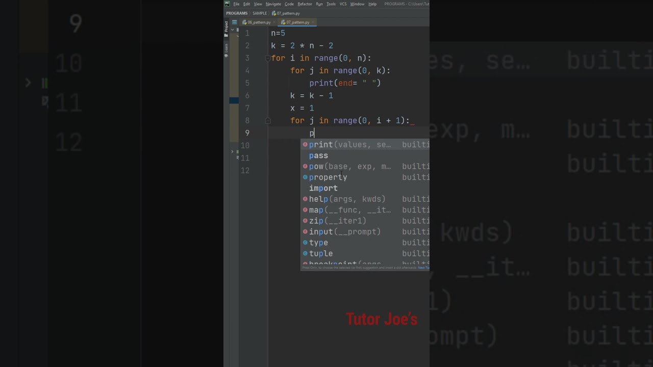Equilateral Triangle Pattern in Python | Tutor Joes | Python Sample