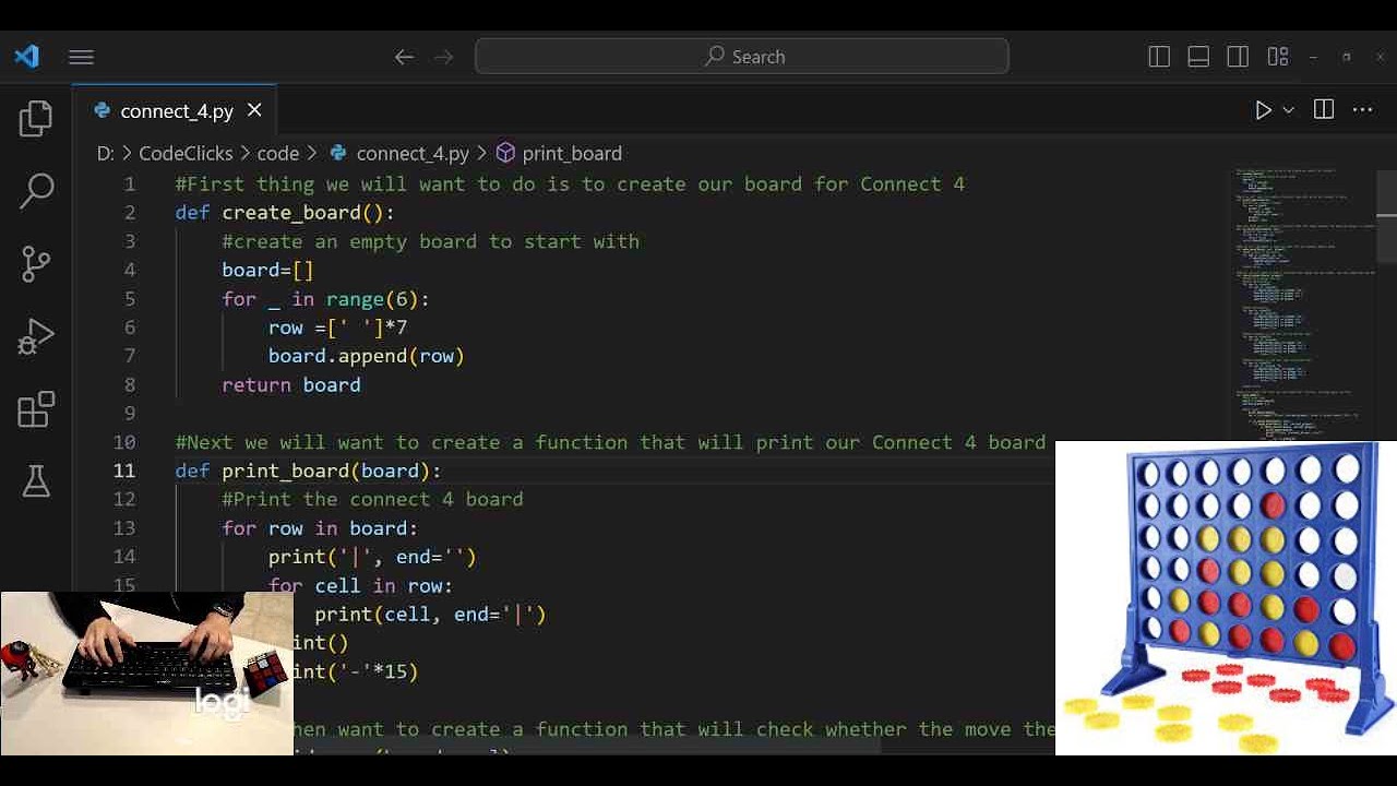ASMR Python Programming: Soft Keyboard Clicks & Building Connect 4 Tutorial