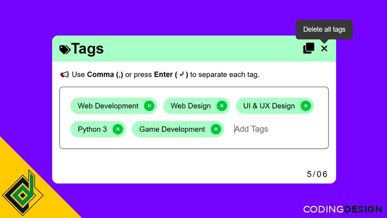 Build Tags Input Box Like YouTube Using Vanilla JavaScript