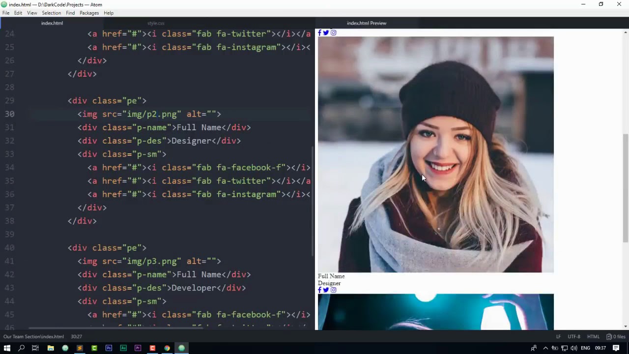 Responsive Meet Our Team Section Using HTML & CSS - One Tutorials