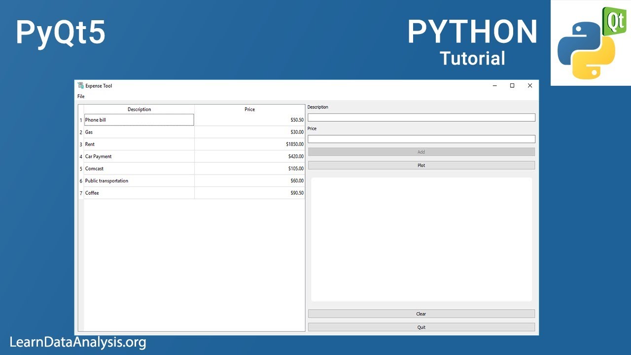 PyQt5 Tutorial | Expense Data Entry Form Tutorial (Code Included)