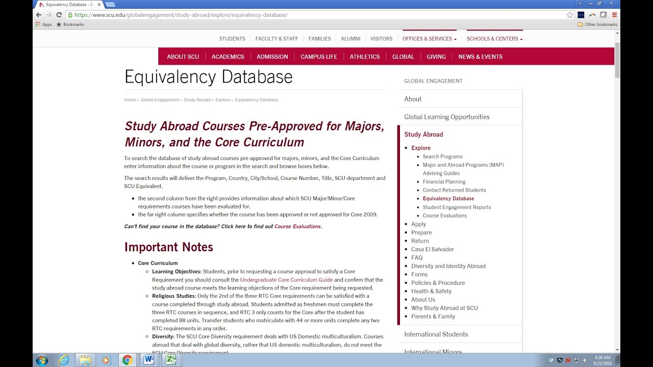 How to use the Equivalency Database & to Request Course Evaluations