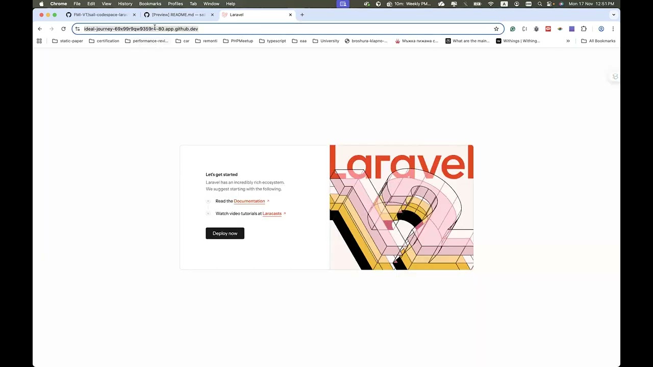 Laravel 12.x + Github Codepaces + Sail