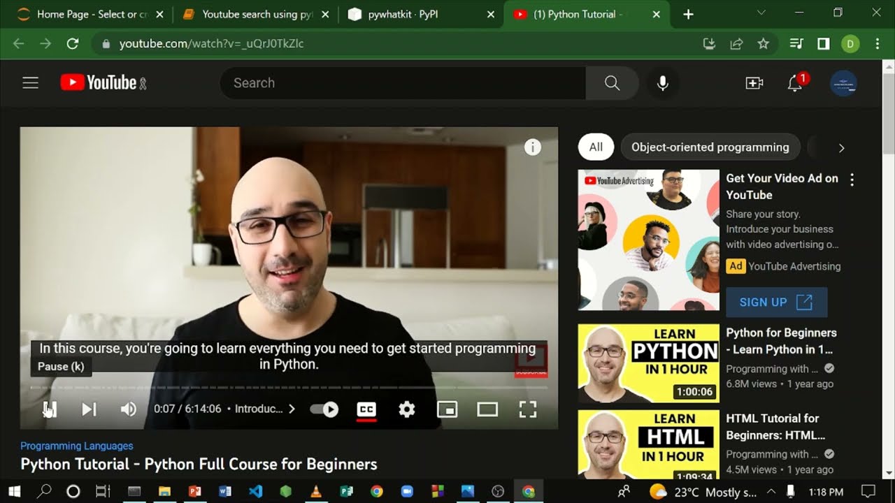 How To Play YouTube video using Python | Pywhatkit