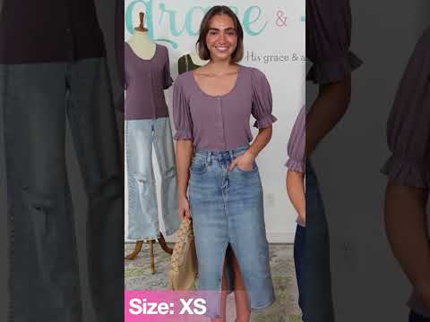 The Scoop Neck Puff Mystic Purple Sleeve Top! This top is as flattering as it is soft and stretchy !