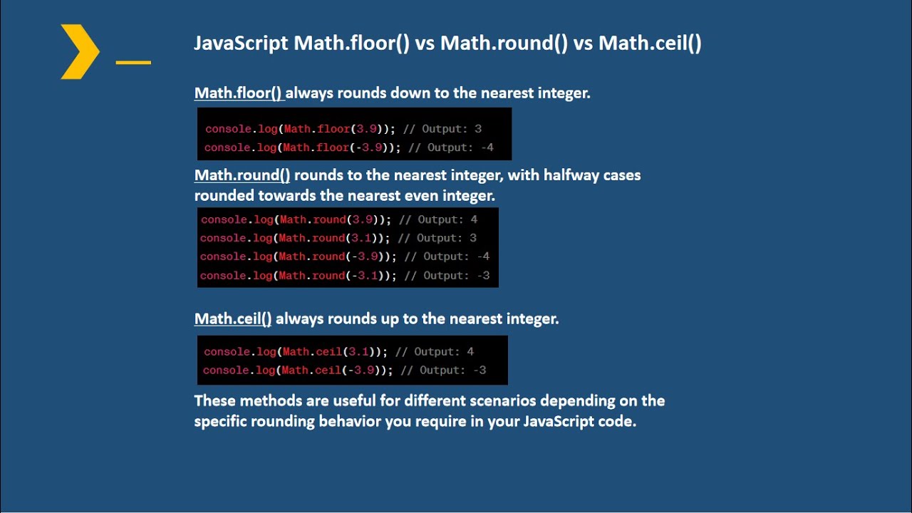 JavaScript Math.floor() vs Math.round() vs Math.ceil()