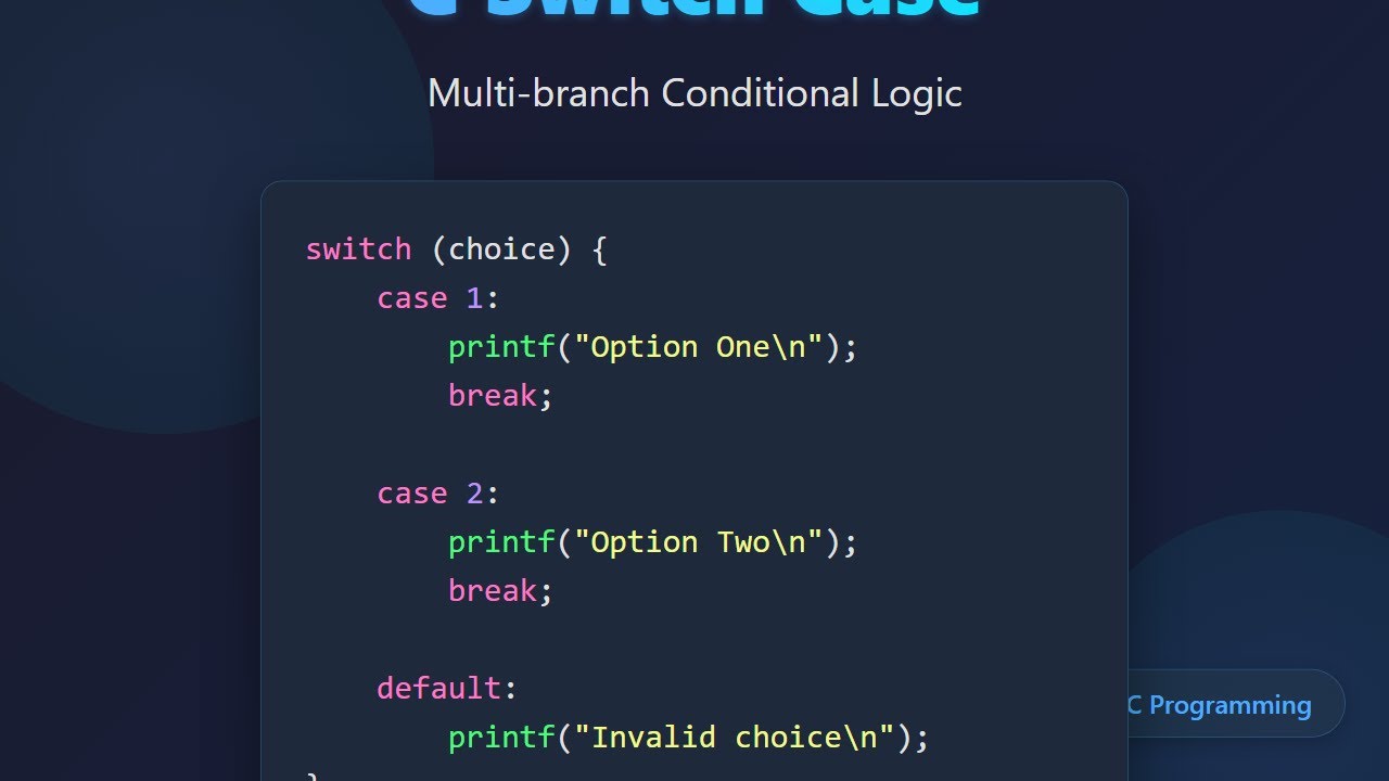 C Switch Case Statement Explained for Beginners: Multi-Branch Logic!