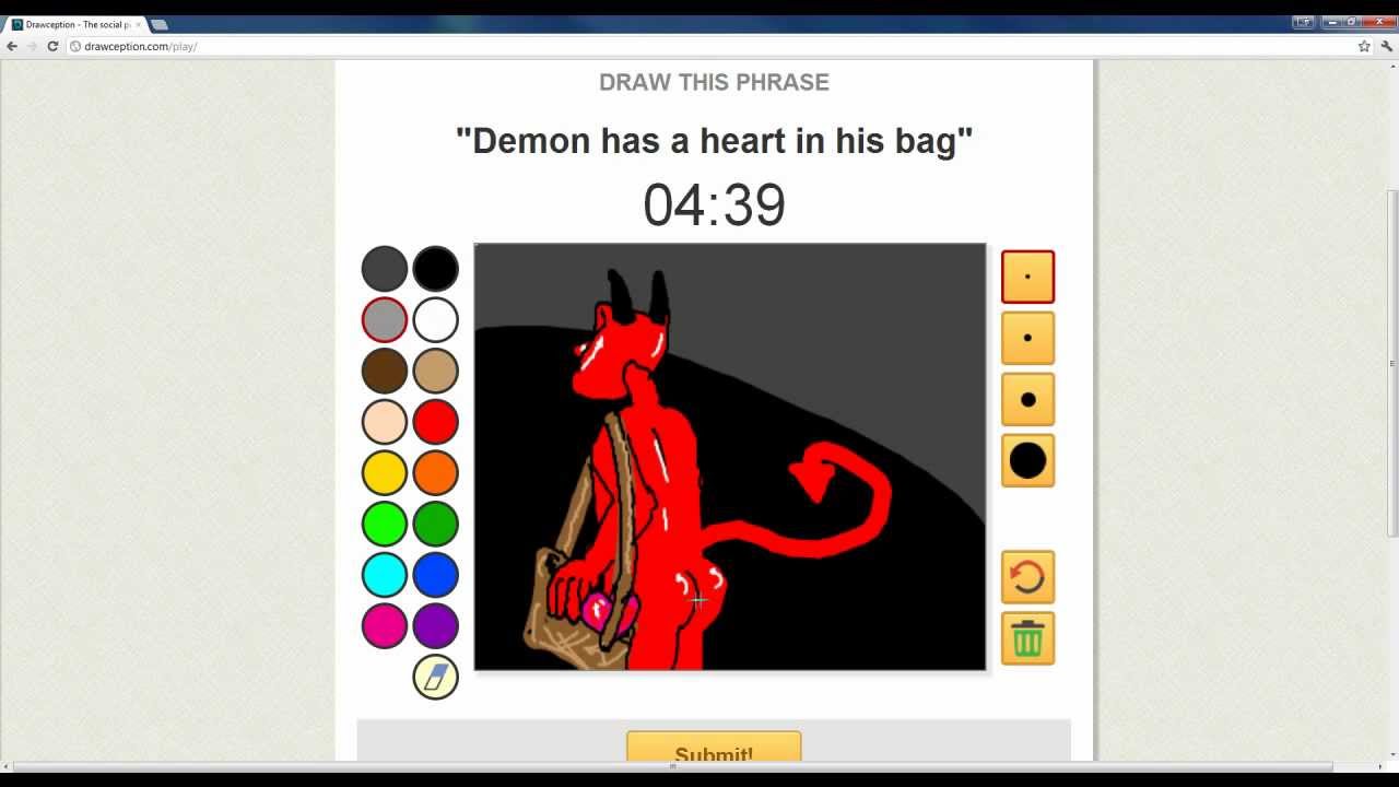 Drawception - Demon has a heart in his bag