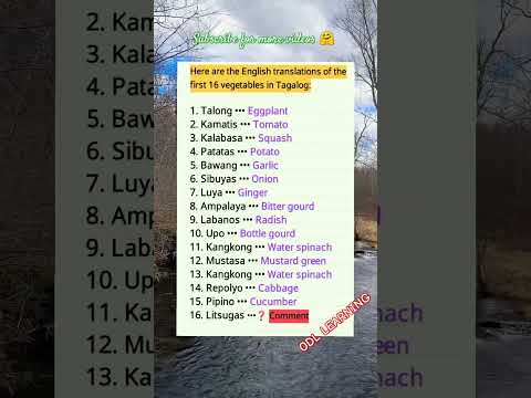 Here are the English translations of the first 16 vegetables in Tagalog: