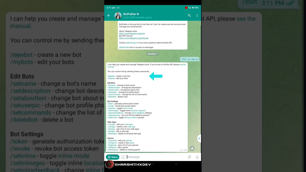 Create a Bot In Telegram || Powered By @HarshithXDev || #telegram #bot #harshithxdev