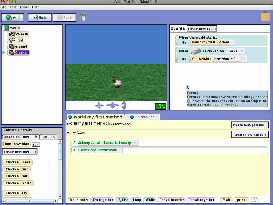Programming with Alice - Events