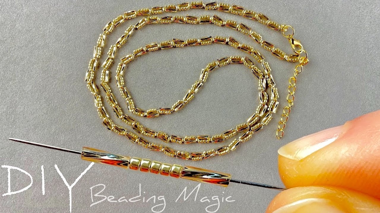Bugle Beads Necklace Tutorial: Easy Seed Bead Jewelry Making | Beaded Necklace Tutorial