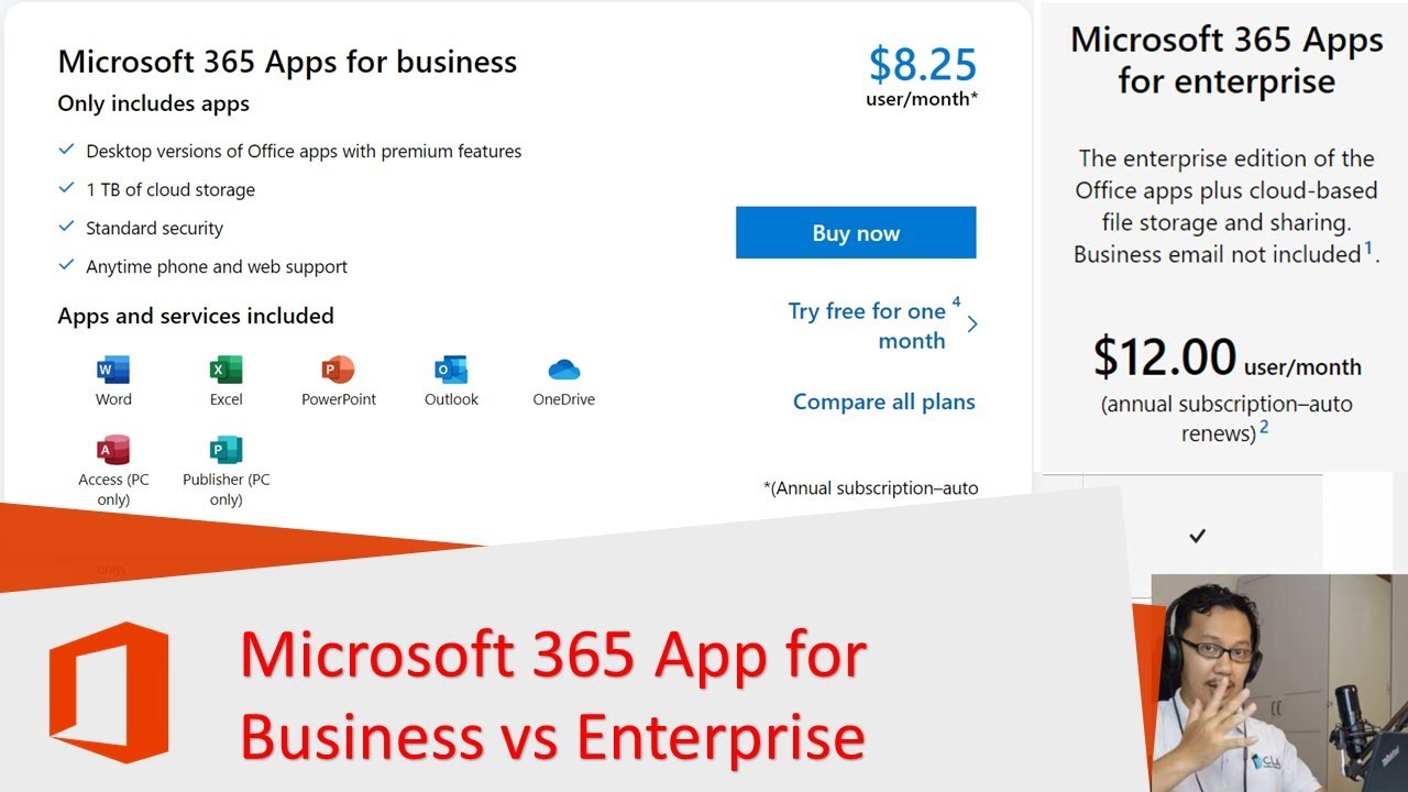 Perbandingan Microsoft 365 Apps for Business dengan Microsoft 365 Apps for Enterprise