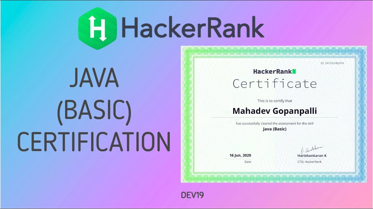 Java (Basic) Certification | Hackerrank Certifications