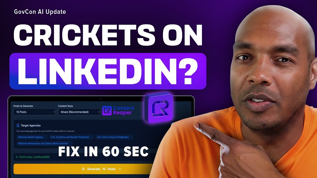 Your LinkedIn Posts Are Getting Crickets? AI Fix in 60 Seconds (GovCon Content Generator Update)