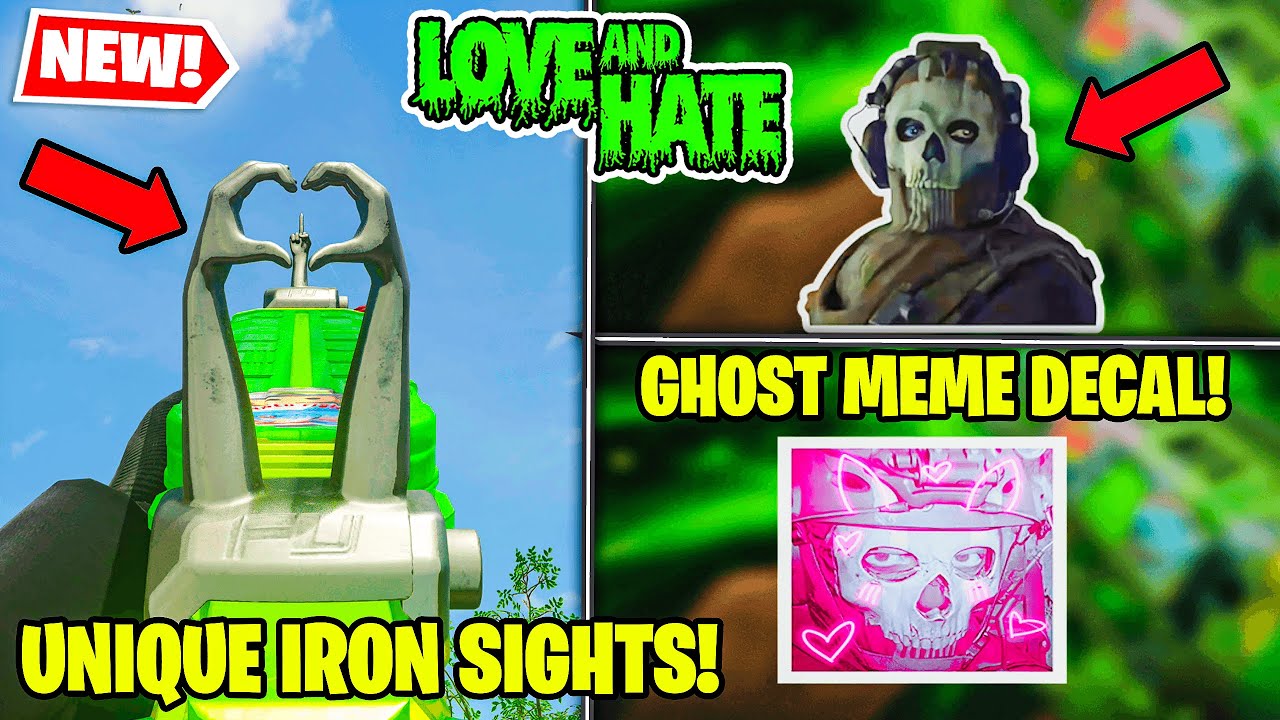 NEW LOVE AND HATE BUNDLE w/ GHOST MEME DECAL 💀 UNIQUE SIGHTS MW2 WARZONE MW3 (Flip Off Cronen Squall