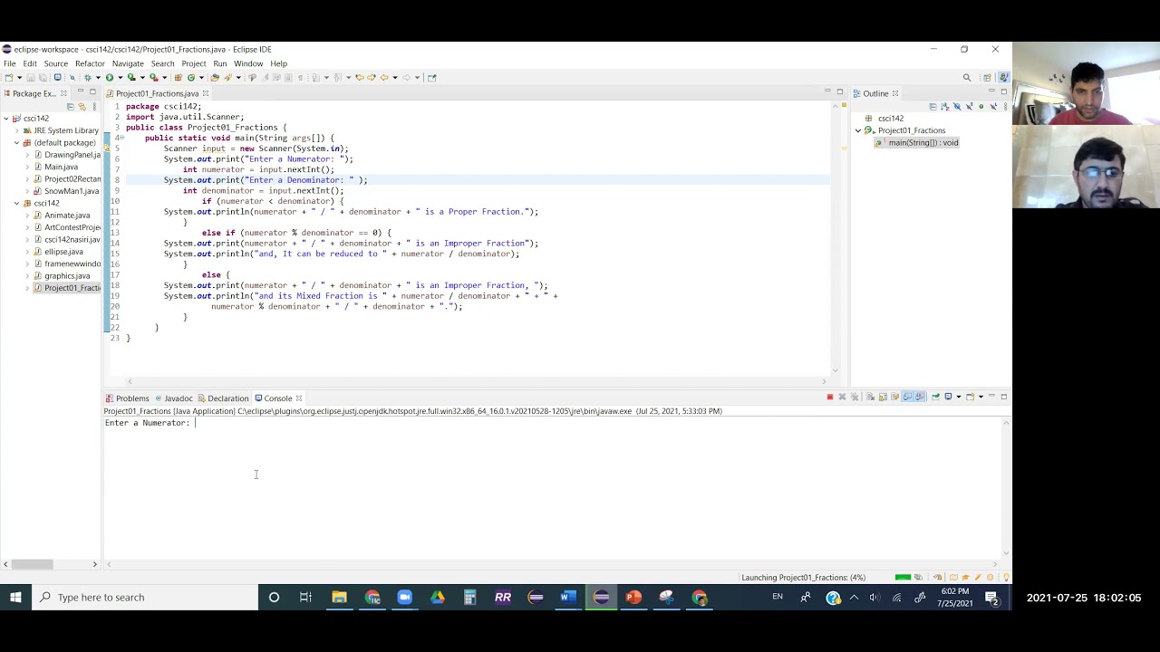 Project01 Fractions - C SCI 142 - Programming with Java.