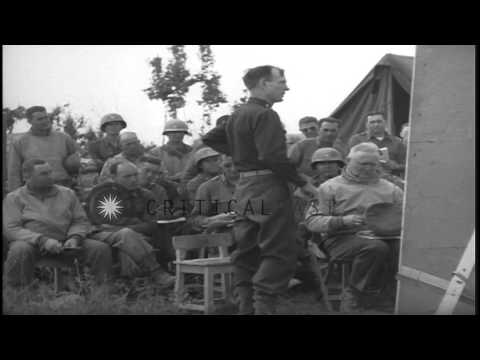 US Army Generals George P Hays and Willis D Crittenberger briefing officers in It...HD Stock Footage
