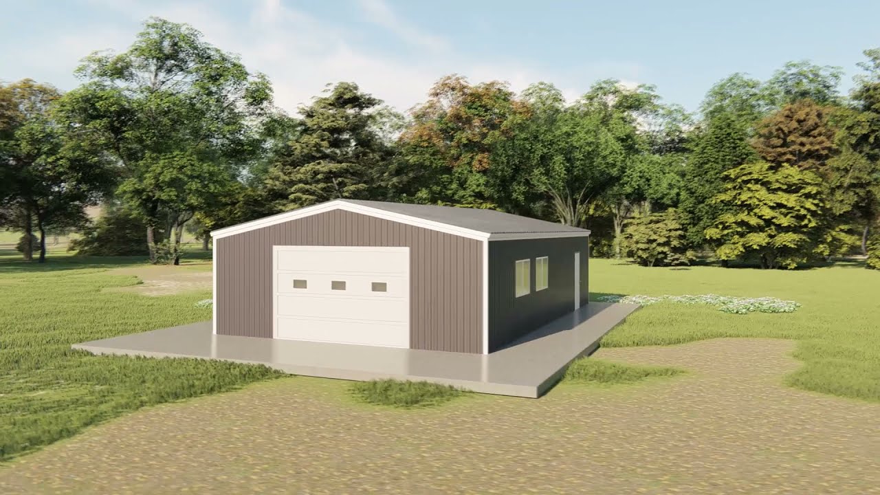 Garage Metal Building - 3D Rendering