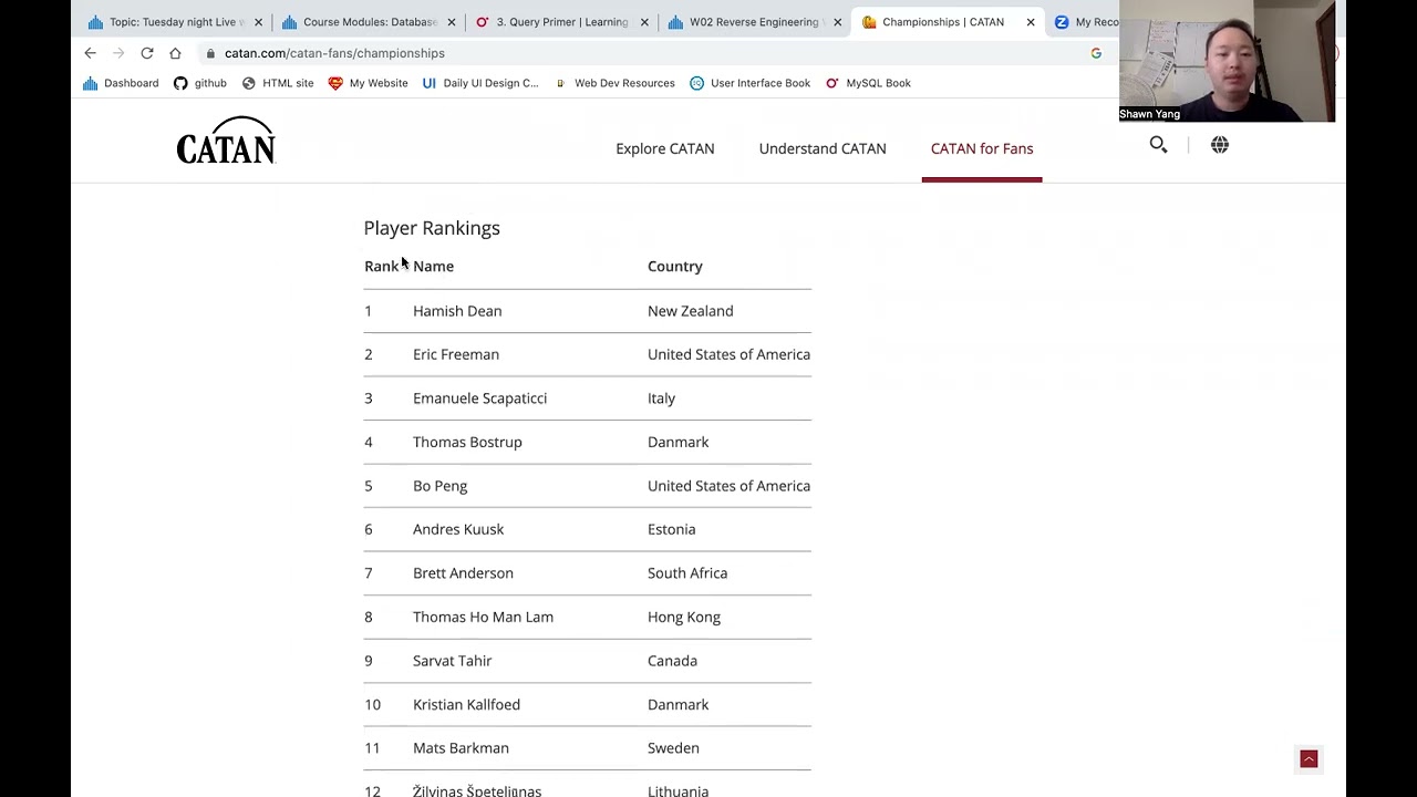 CIT 225 Reverse Engineer Catan Website