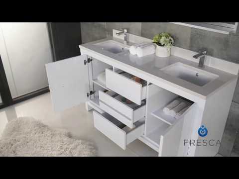 Fresca FVN8119 Allier 60'' Modern Double Sink Bathroom Vanity w/ Mirror by KitchenSource