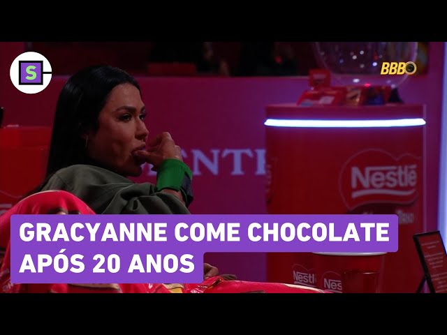 BBB 25: Gracyanne come chocolate após 20 anos evitando