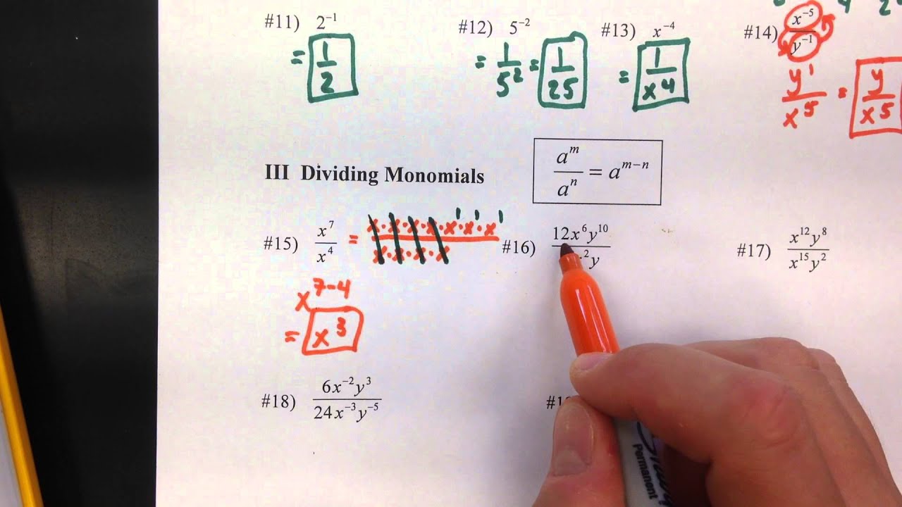 Algebra 2 Notes 3-1 Monomial Arithmetic Part 2
