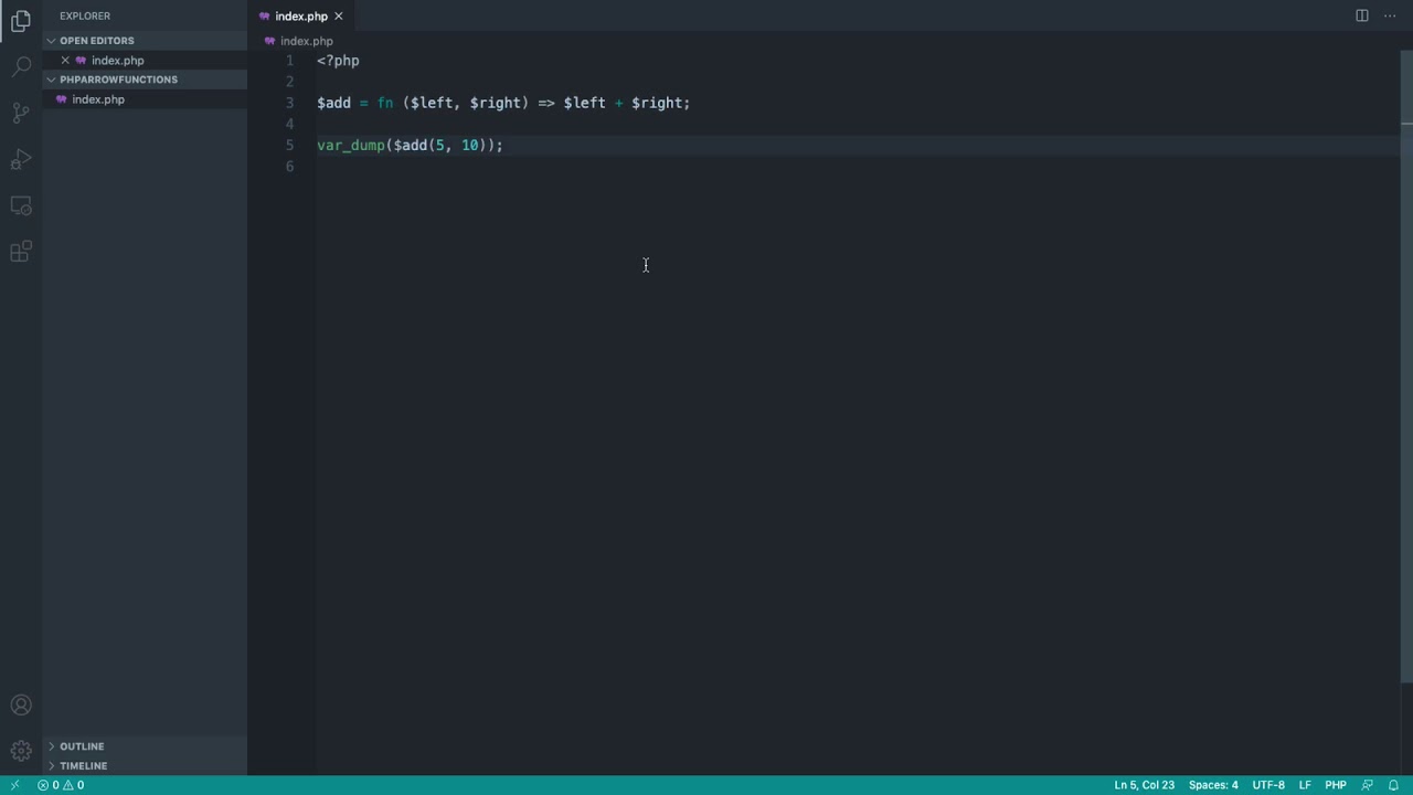 PHP Arrow Functions: Arrow function basics (2/6)
