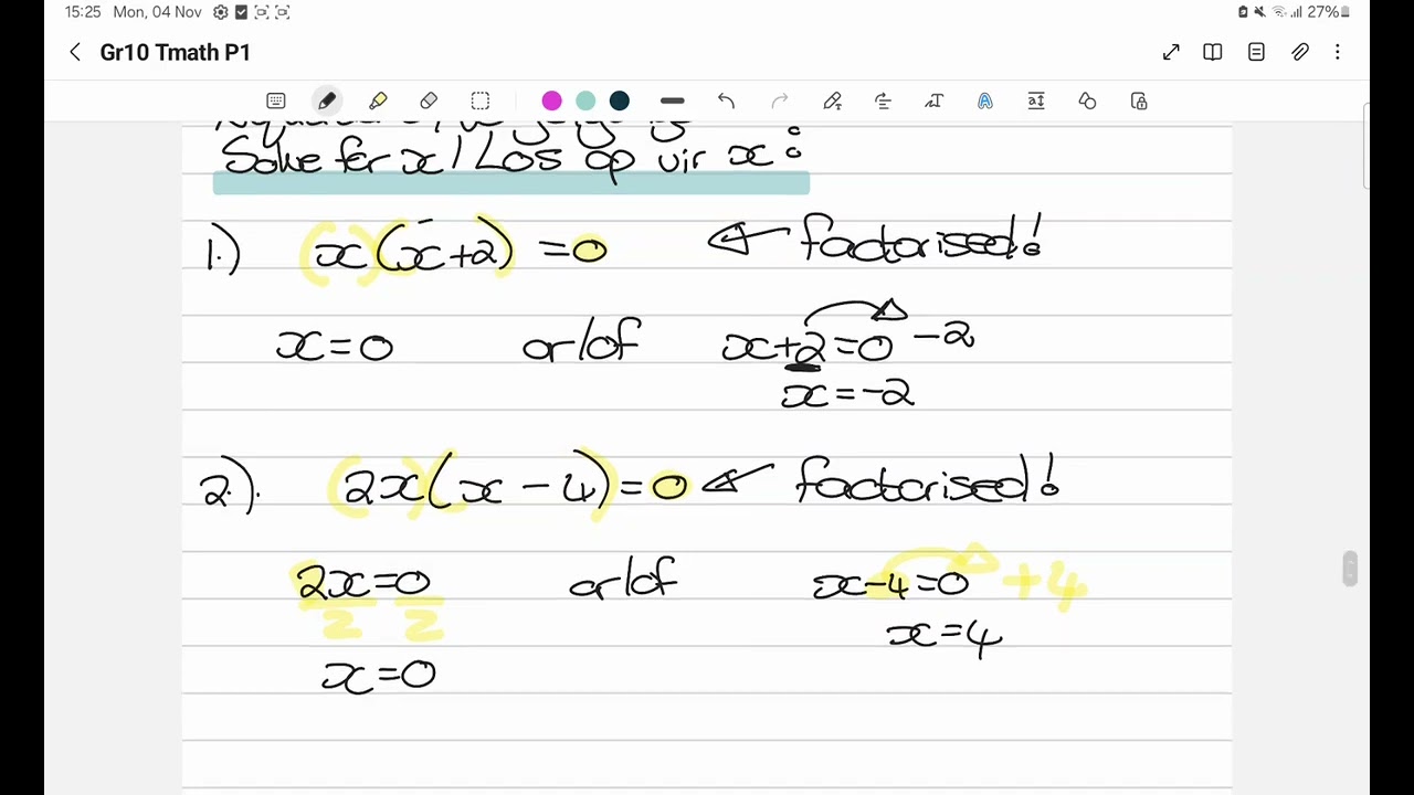 Grade 10 Technical Math: Solve for x