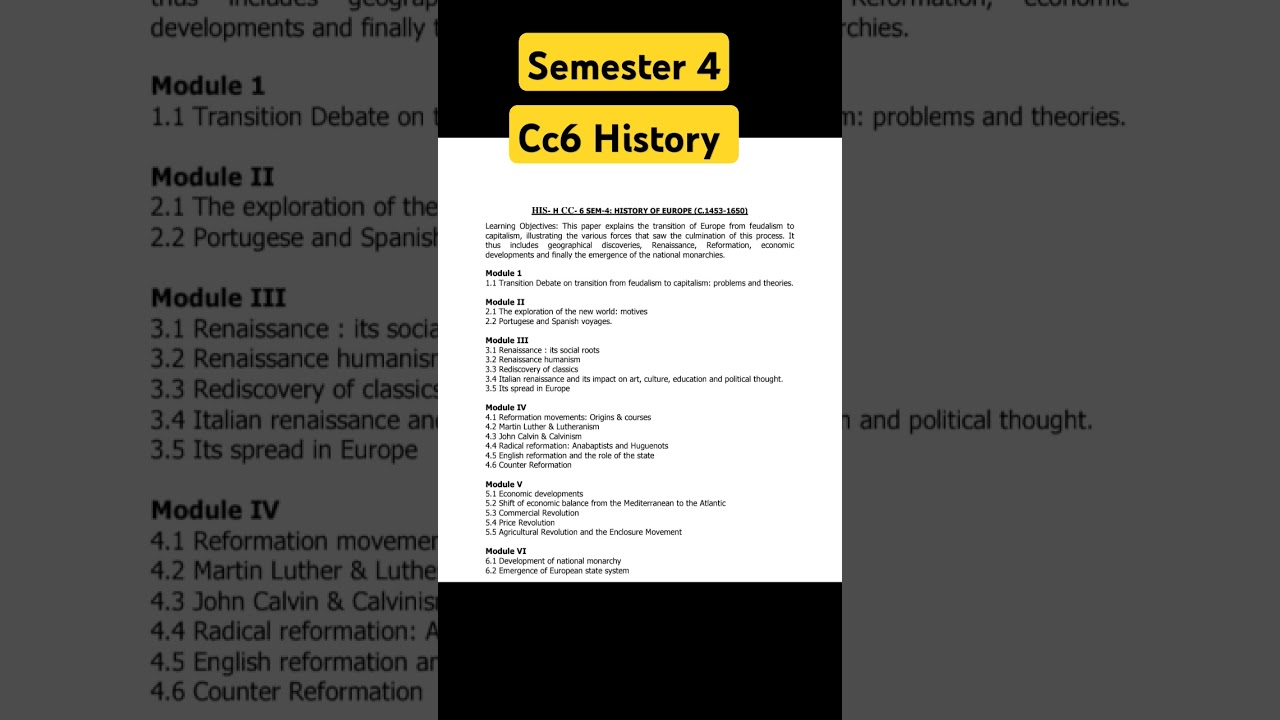 CU Semester 4 History CC6 Syllabus | Full Guide 2025