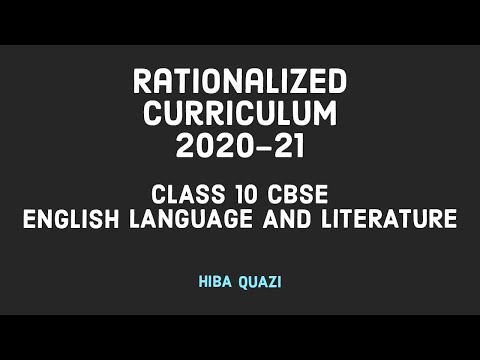 Rationalized Curriculum - English Language and Literature Class 10 CBSE (2020-21)