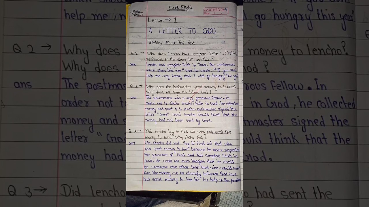 Class 10 English First flight chapter 1 A Letter To God #quationanswer #english  #alettertogod #eng