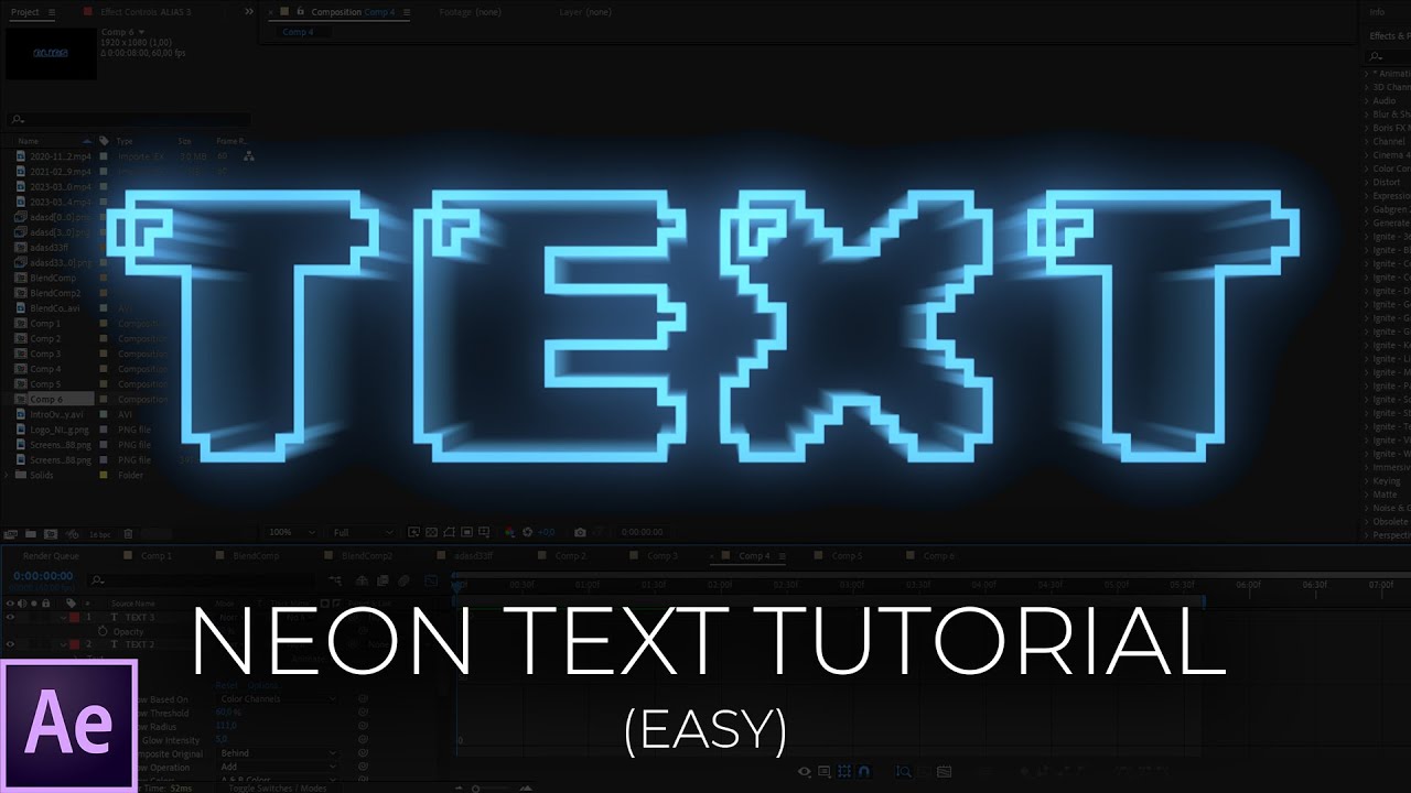 Create an easy NEON TEXT EFFECT in AFTER EFFECTS | Tutorial