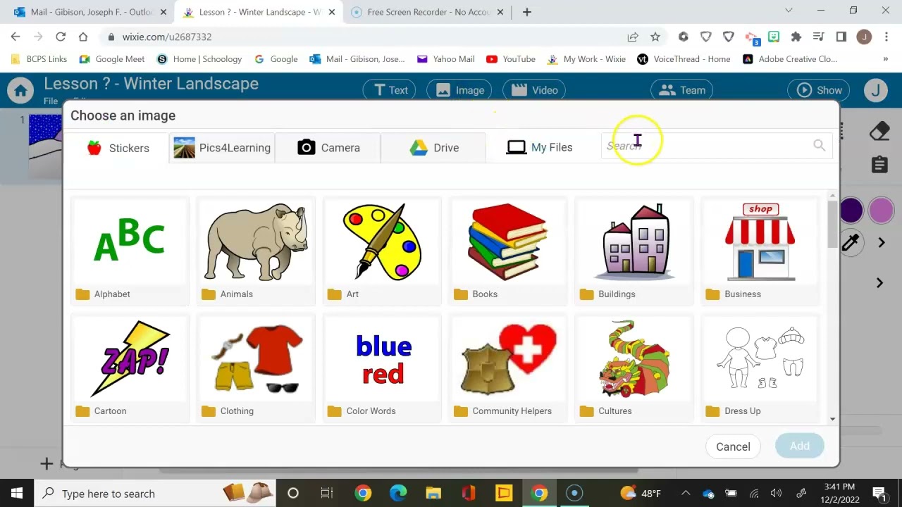 Creating Winter Landscapes using Wixie
