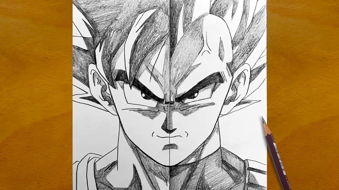 How to Draw Goku and Vegeta Half and Half | Epic Anime Art