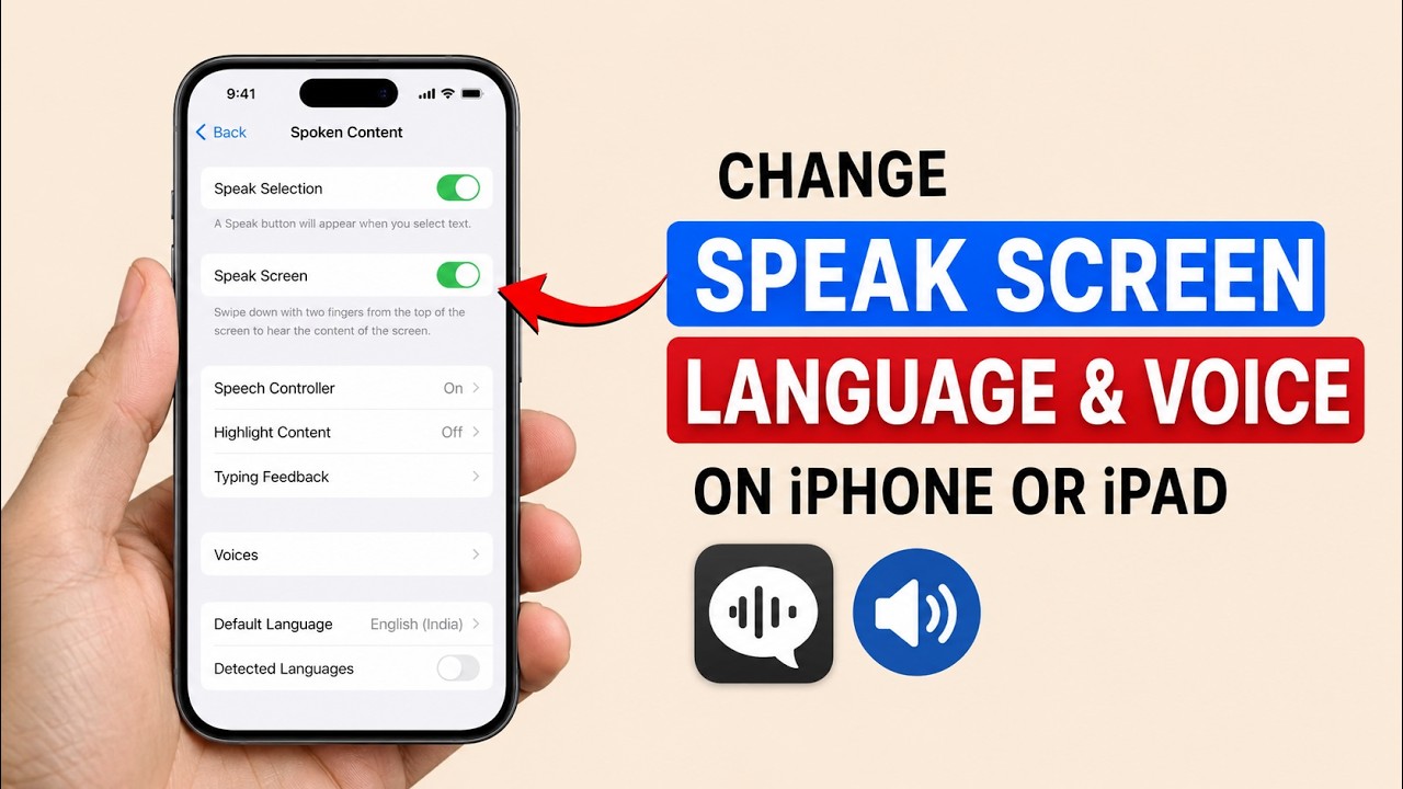 How to Change Speak Screen Language and Voice on iPhone or iPad