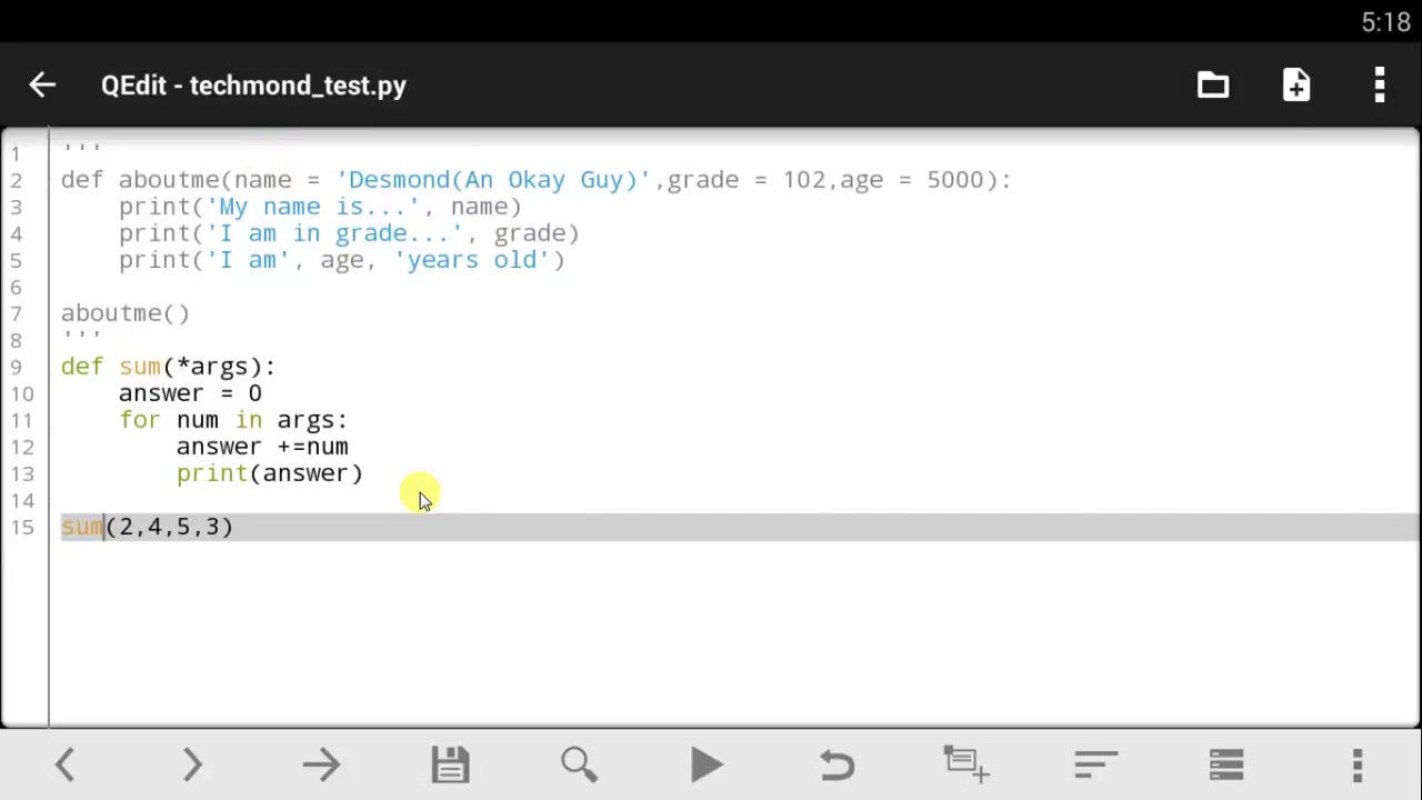 Qpython tutorial - 30 Multiple Functional Arguments