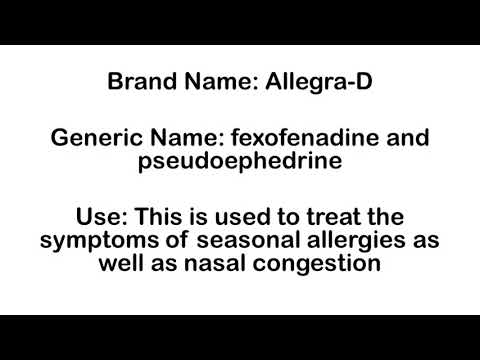 Allegra-D (fexofenadine and pseudoephedrine) Top 200 Drugs Flashcard with Pronunciation