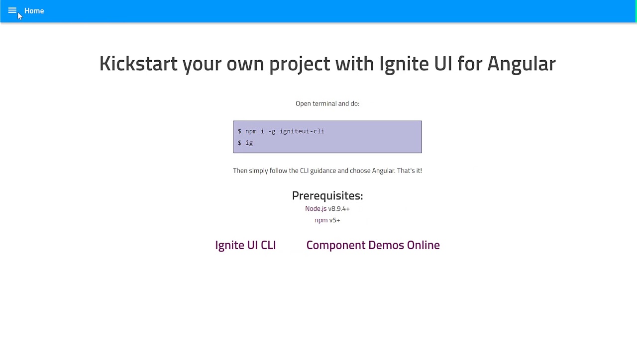 Getting Started with Ignite UI for Angular Download Package