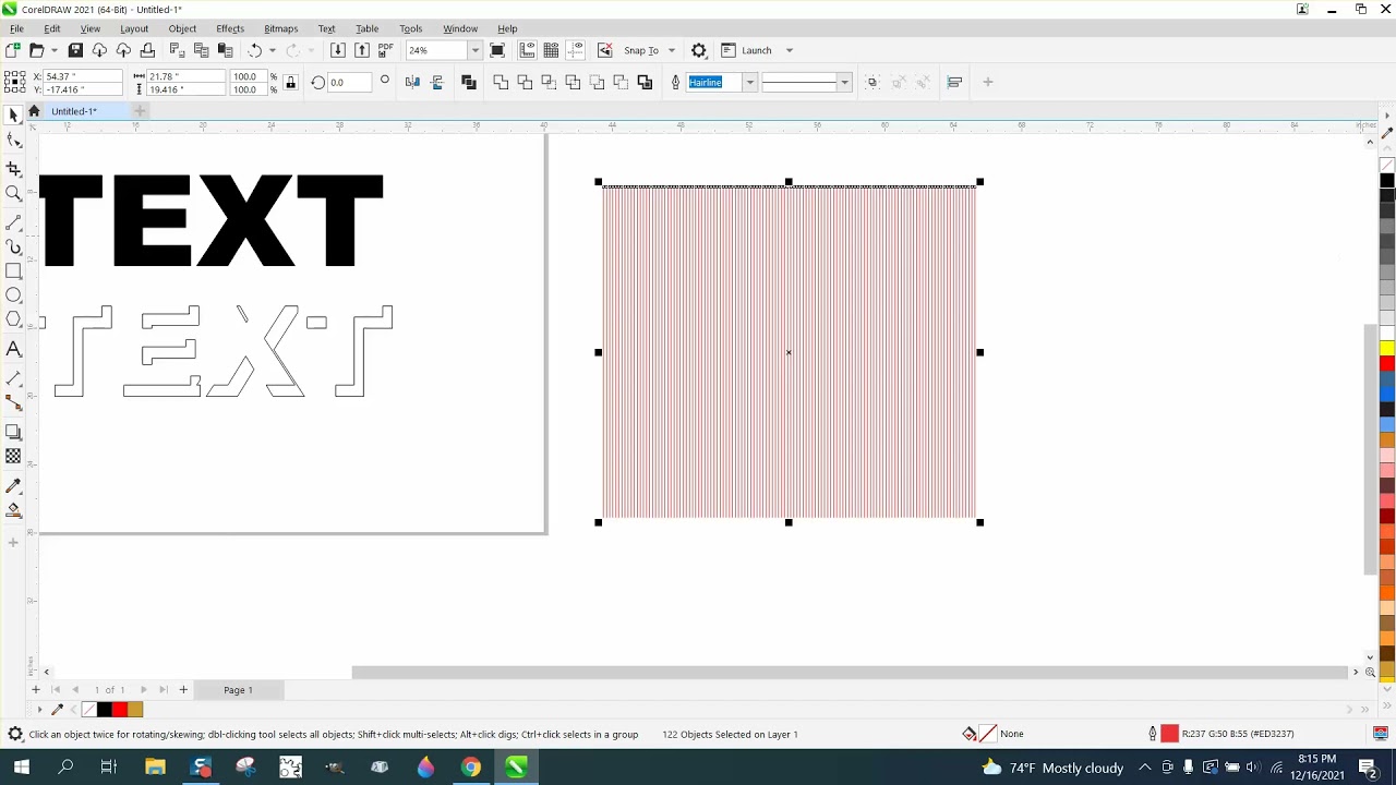 Corel Draw Tips & Tricks Text with a line drop shadow