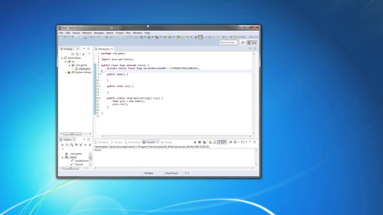 Java Game Programming E01: Setting up our game's window