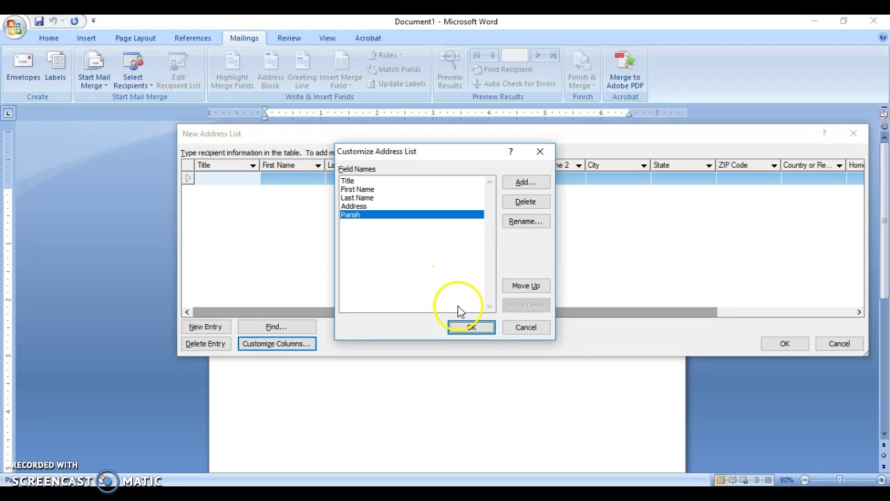 Creating your Data Source (Mail Merge)